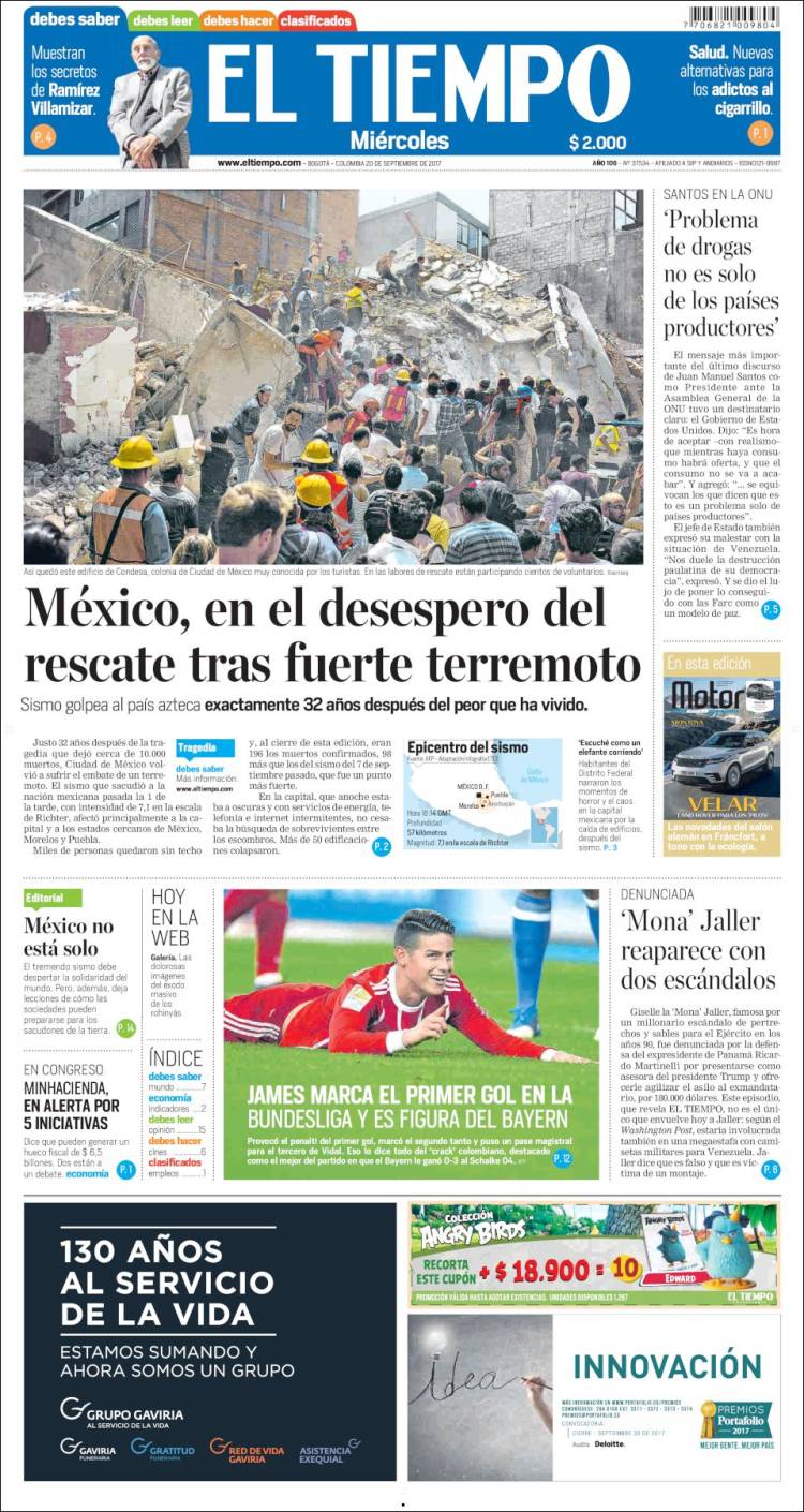 Las Portadas De Periódicos Más Impactantes Del Sismo De México