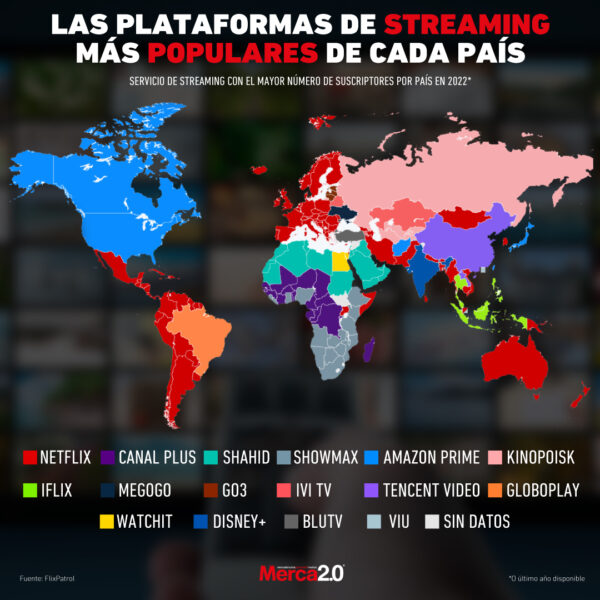Gráfica del día: Las plataformas de streaming más populares de cada país Gráfica del día: Las plataformas de streaming más populares de cada país